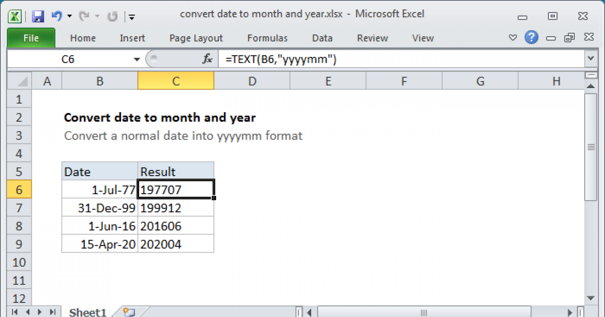 Convert Date To Month And Year Excel Formula Exceljet